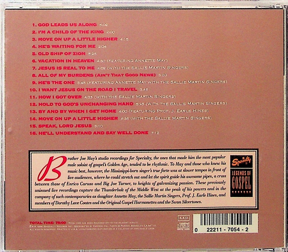 Brother Joe May – Live 1952-1955 Gospel CD (1994) ft The Sallie Martin ...