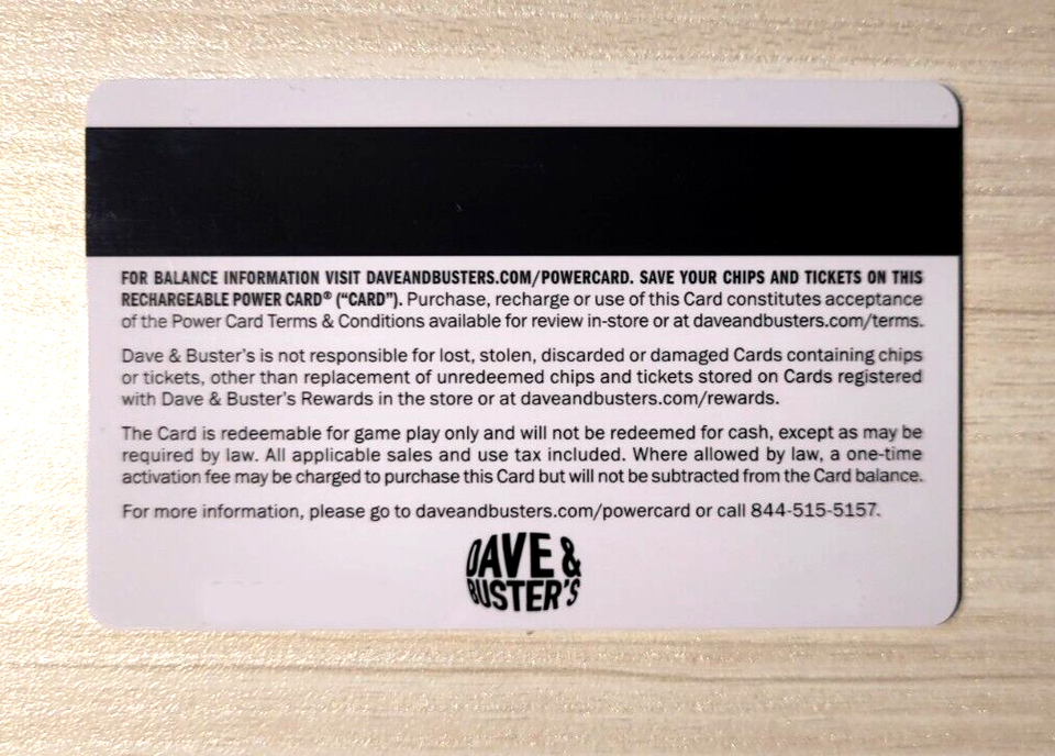 Dave and Buster's Power Card - 920 CHIPS/NO TICKETS *DIGITAL LOAD ONLY ...
