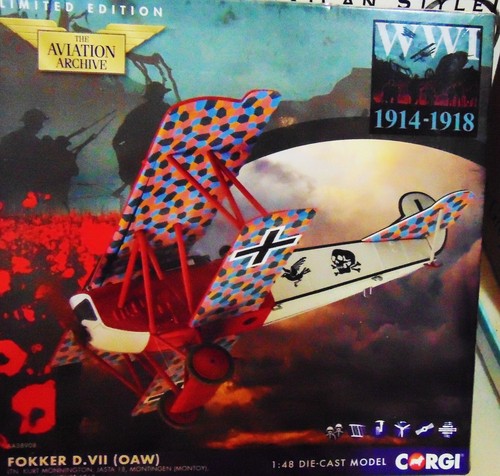Corgi Fokker D.VII (OAW) - Ltn. Kurt Monnington Airplane AA38908 1:48 ...
