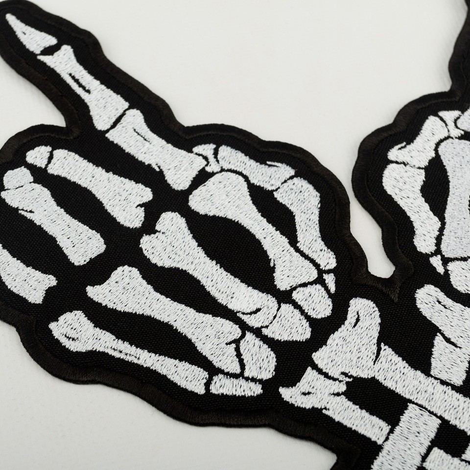 Large Skeleton Rock On Hands Patch, Music Band Embroidered Back Jacket ...