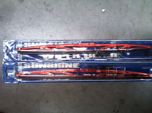 New KLS Red Chrome Double Twin Wiper Blade 18 Inch Universal Turbo NA ...