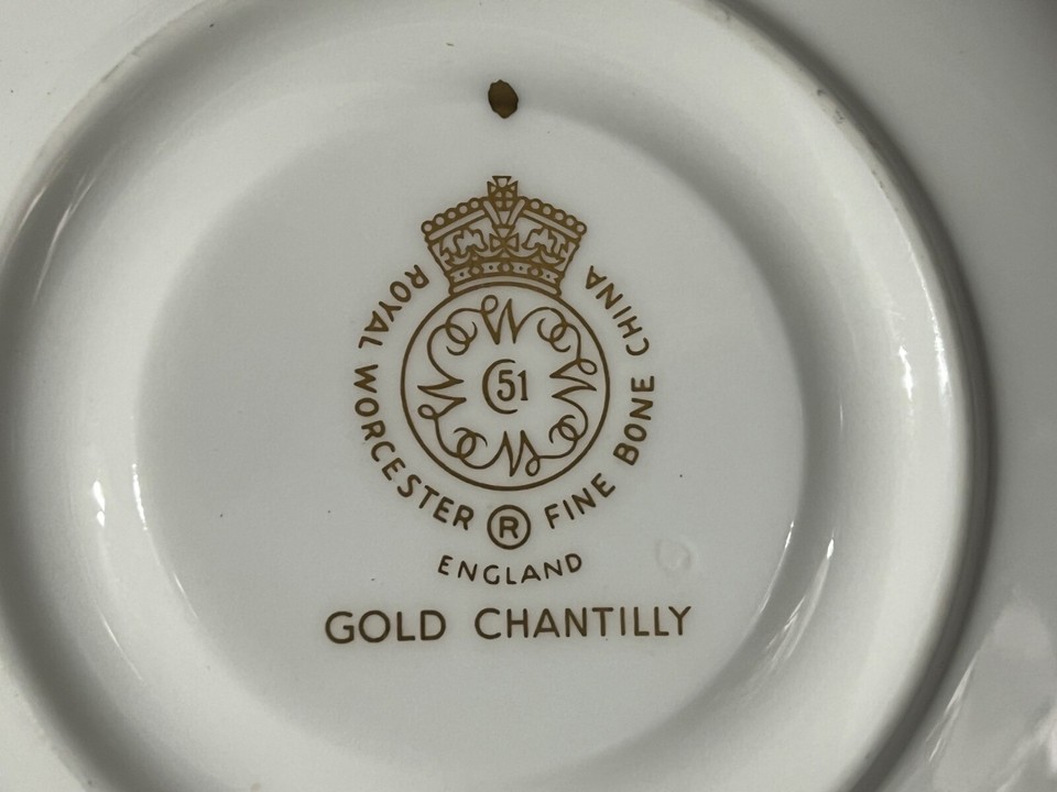 4 PERFECT ROYAL WORCESTER GOLD CHANTILLY SAUCERS 5 5/8" | eBay
