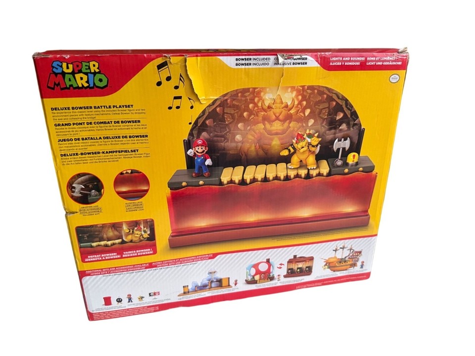 Super Mario Deluxe Bowser Battle Playset Lights & Sounds Include Bowser ...