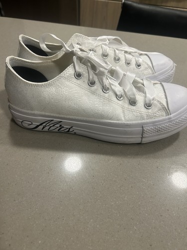 NEW Converse Chuck Taylor All Star Ox Mrs Wedding Lace White Shoes ...
