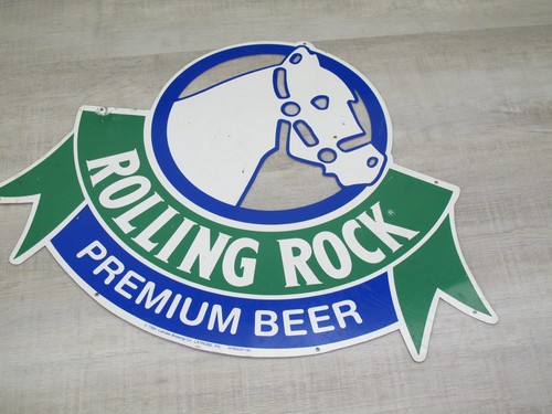 Vintage Rolling Rock Beer Metal Cut Out Advertising Sign | eBay