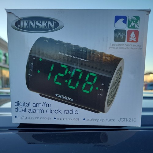 JENSEN JCR-210 AM/FM Digital Dual Alarm Clock Radio with Nature Sounds ...