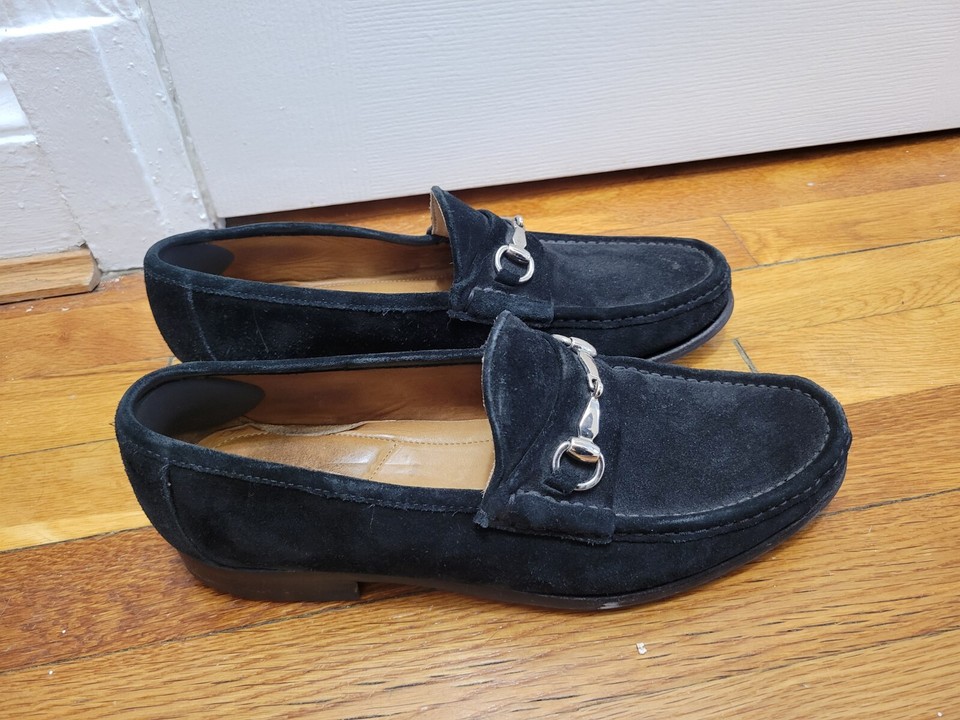 Allen Edmonds Lucca Black Suede Horsebit Loafers 9D Italian Made Rubber ...