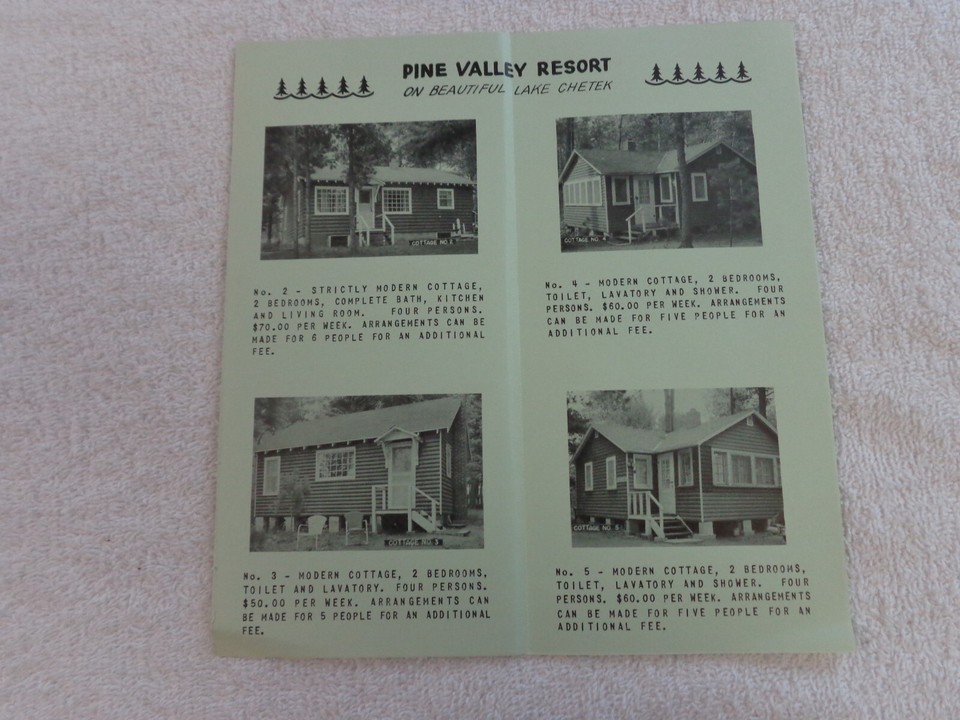 Pine Valley Resort Chetek Wisconsin Brochure Pamphlet Lake Vacation ...