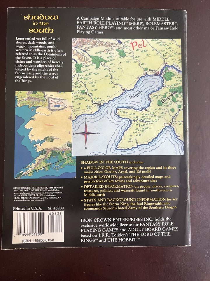 Shadow in the South (Middle Earth Role Playing MERP) Iron Crown ...