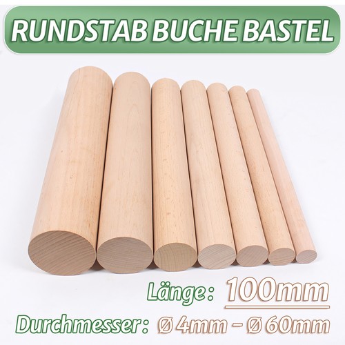 Rundstab Buche Ø 4mm bis 60mm x 10cm, Holzrundstab, Rundstäbe Holzstab ...