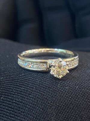 Pave 1.06 Cts Princess Round Shape Diamonds Solitaire Engagement Ring ...