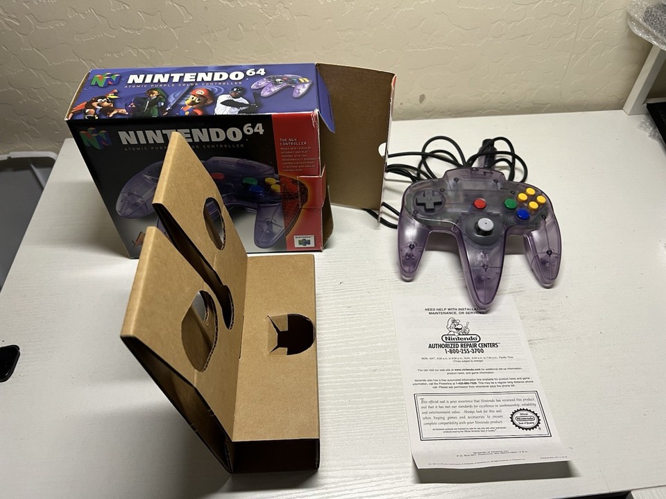 Nintendo 64 Atomic Purple Controller - Complete In Box - Tested/Works ...