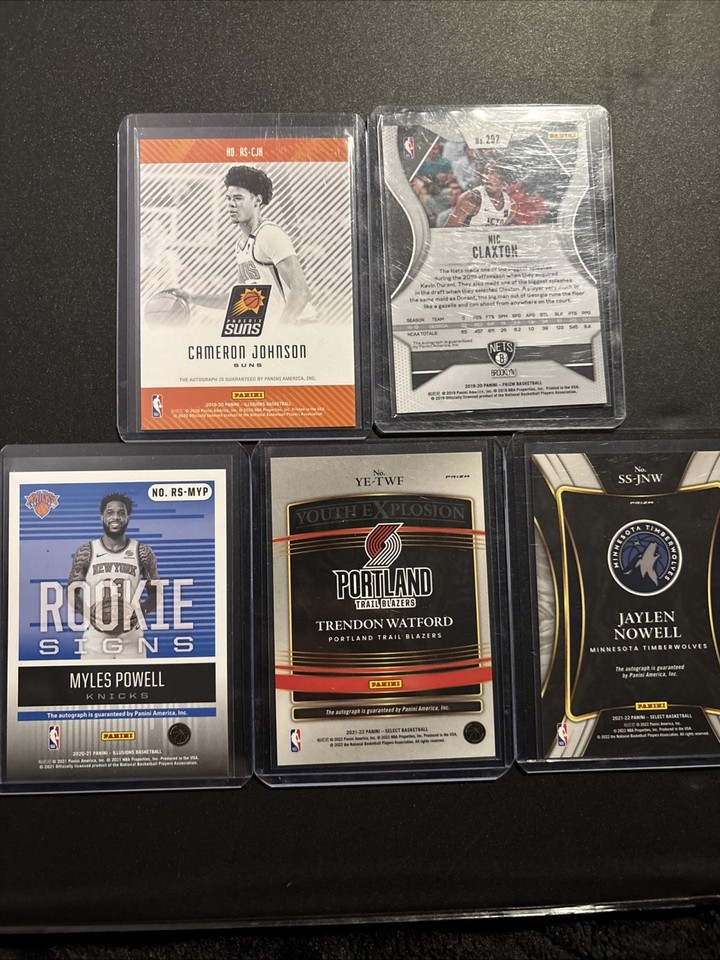 NBA Rookie Autograph 5 Card Lot Nic Claxton, Cameron Johnson, Myles ...