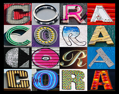 CORA Name Poster featuring photos of actual sign letters | eBay