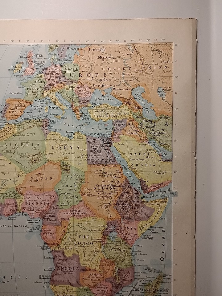 Vintage AFRICA Atlas Map 1965 MSM Rand McNally Cosmopolitan World Atlas ...