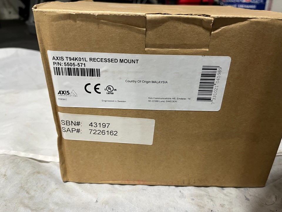 NEW IN BOX Axis Communications 5505-571 T94K01L Recessed Mount Camera ...