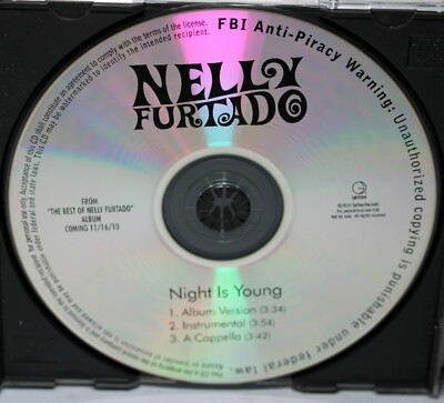 NELLY FURTADO "The Night is Young" PROMO ONLY MAXI CD x 3 w/ Acappella ...