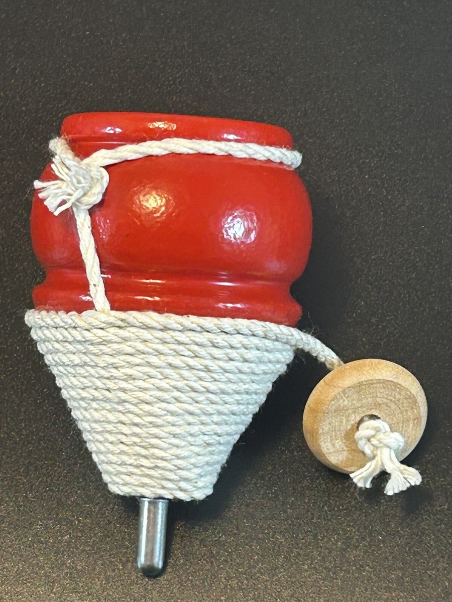 Wooden Toy Tops With String Kids Top Spinner Launcher Wooden Toy