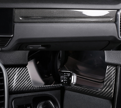 For Porsche Cayenne 18-22 Carbon Fiber Central Console Instrument Strip ...