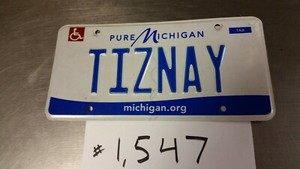 Michigan license plate "TIZNAY" custom handicapped blue and white | eBay