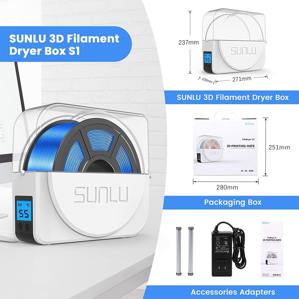 SUNLU FILA S1 PLUS Dryer Box Dehydrator, Filament Housing Compatible ...