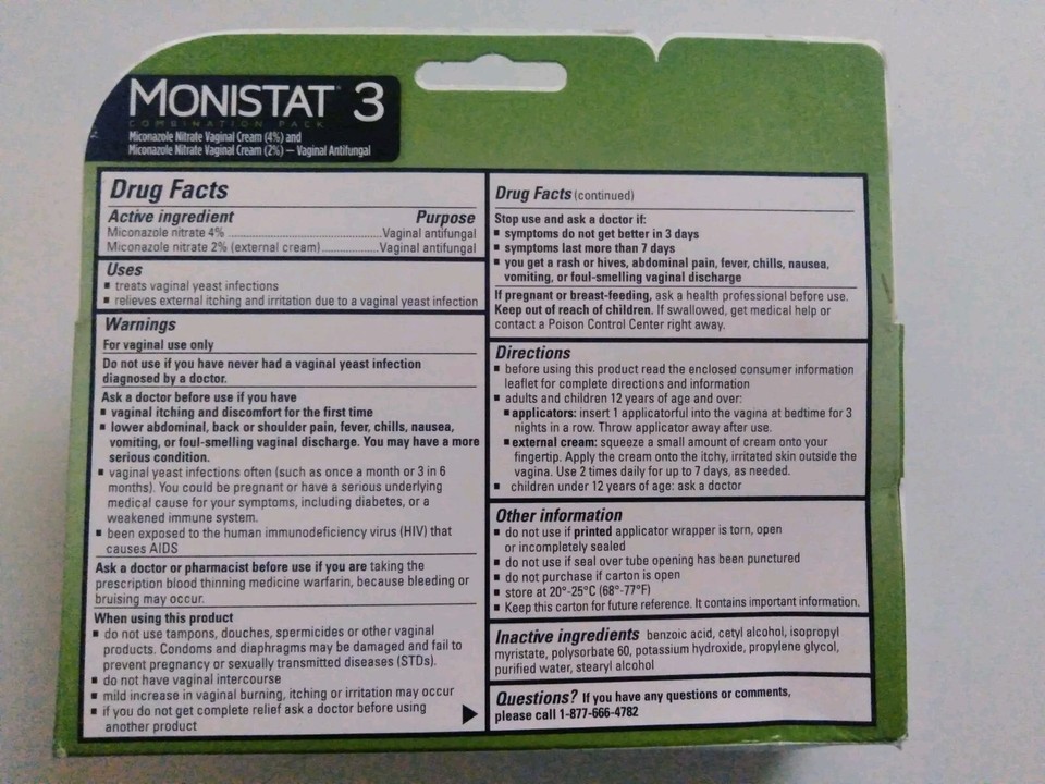 MONISTAT 3 COMBO PACK - 3 Dose Yeast Infection Treatment + Cream Exp ...
