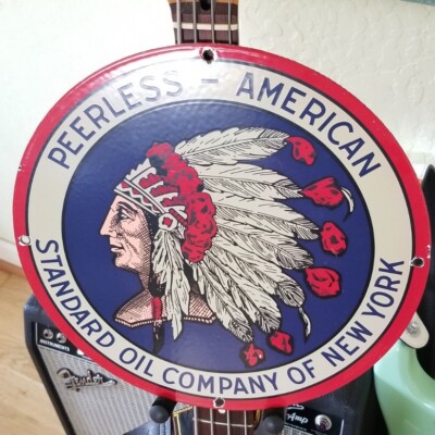 Vintage peerless american standard oil company New York Porcelain Sign ...