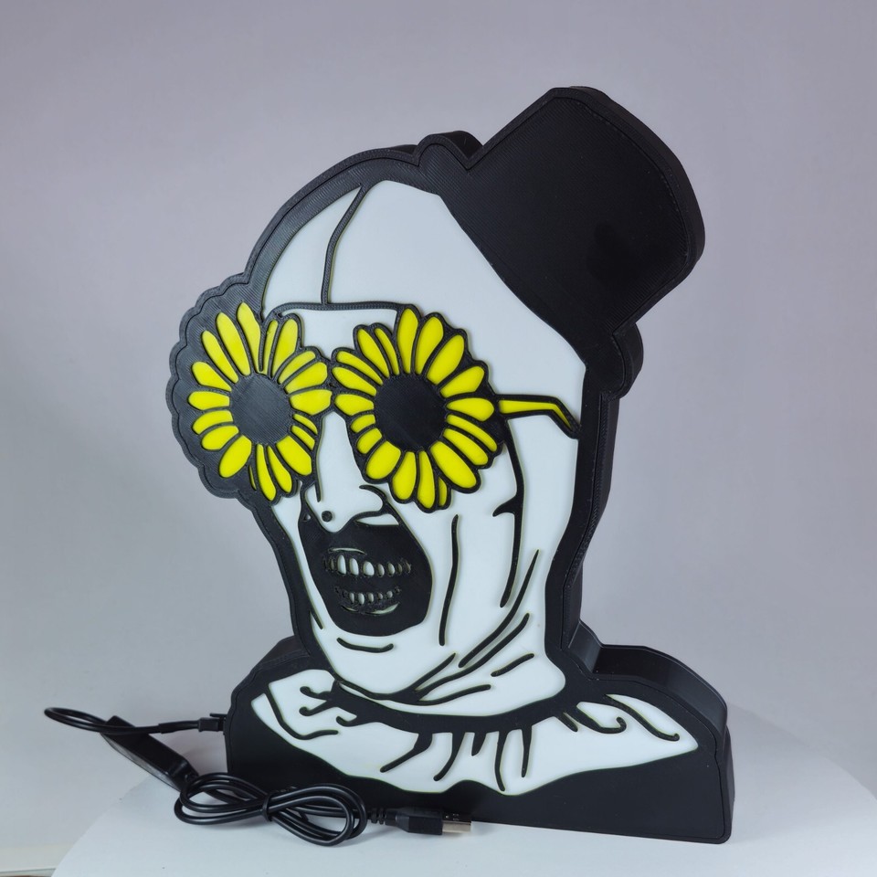Terrifier Art The Clown 3D Printed Stand Shelf Art LED Lightbox with ...