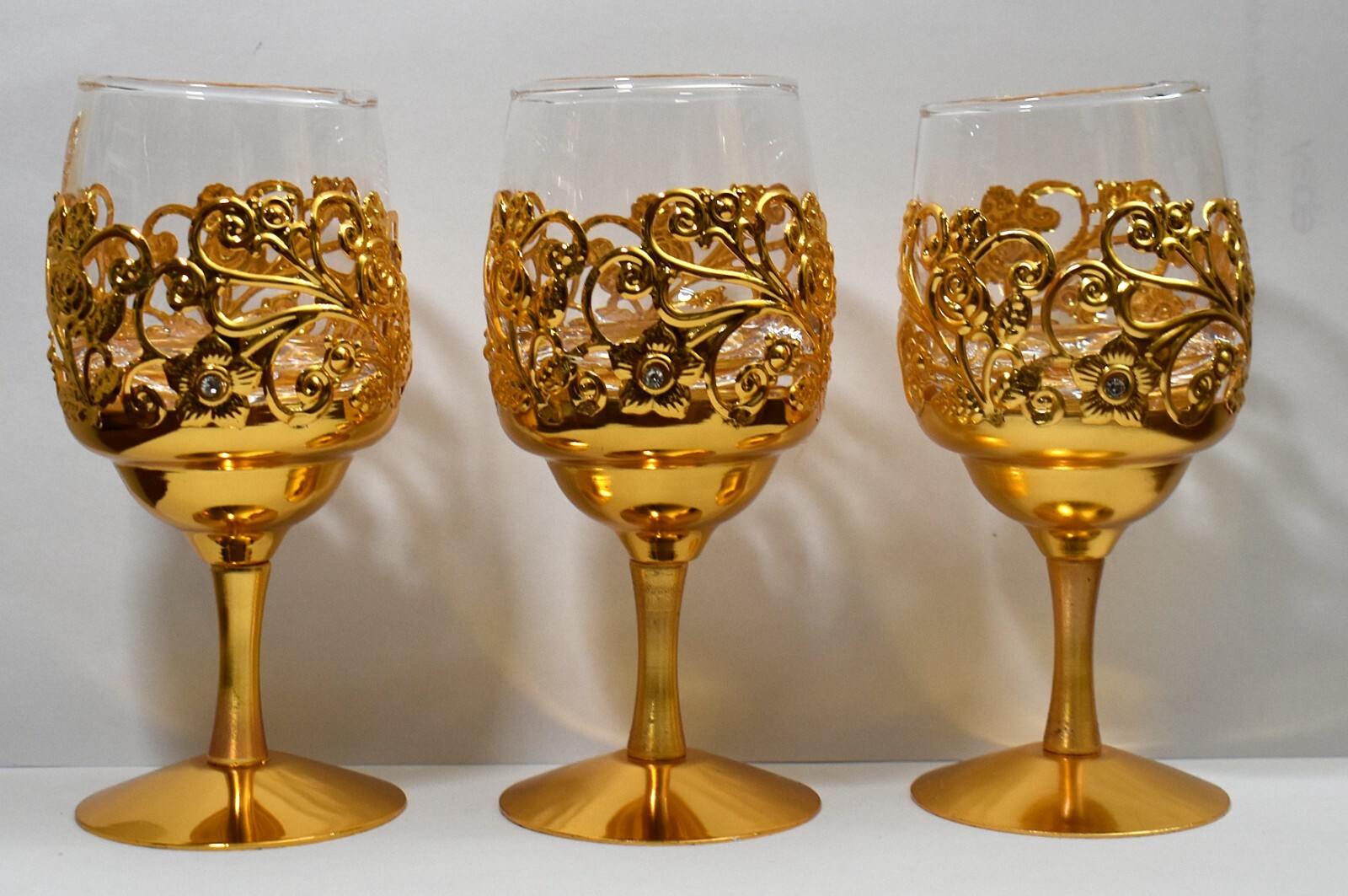 Goblet Set of 5, Blown Glass Cordials Hand Crafted Rose Pattern | eBay