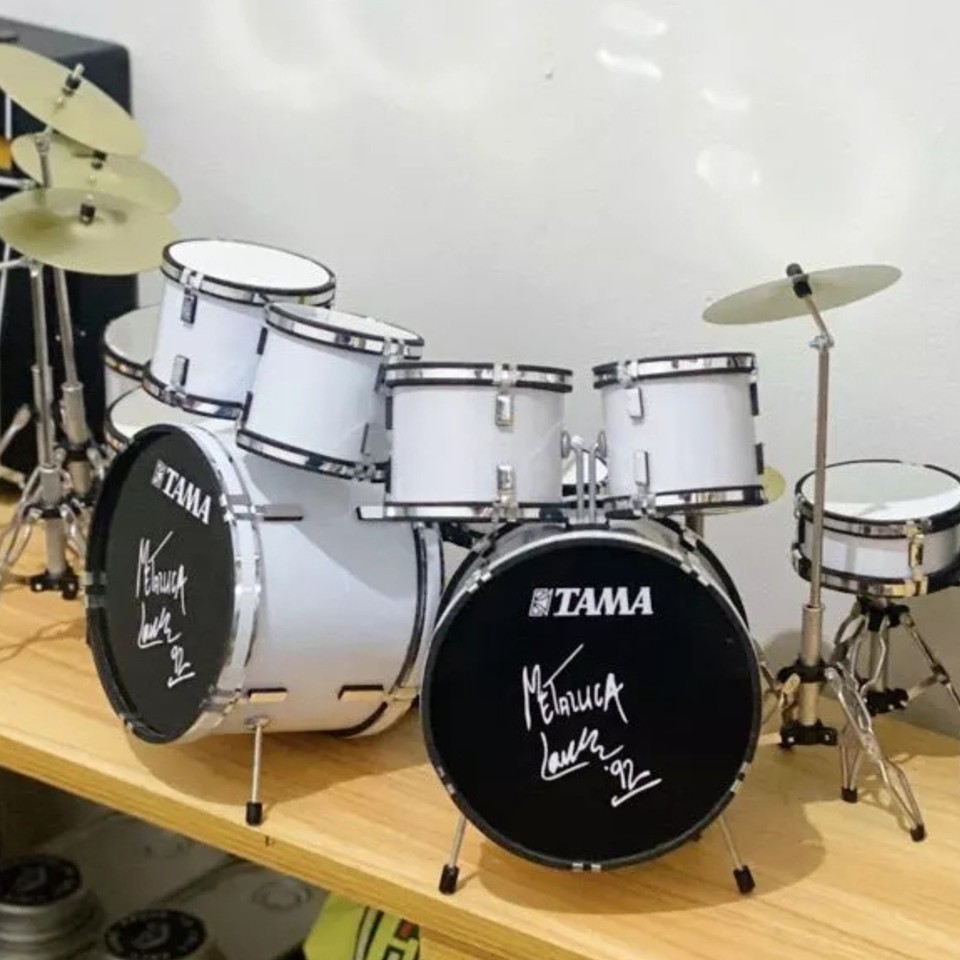 Miniature Drum Kit Double Bass White 1/6 Scale Handmade Musical ...