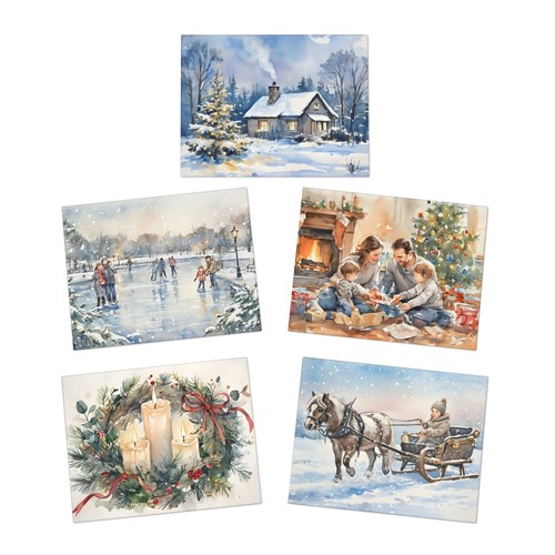 Vintage Winter Scenes Blank Greeting Cards, 5-Pack | eBay