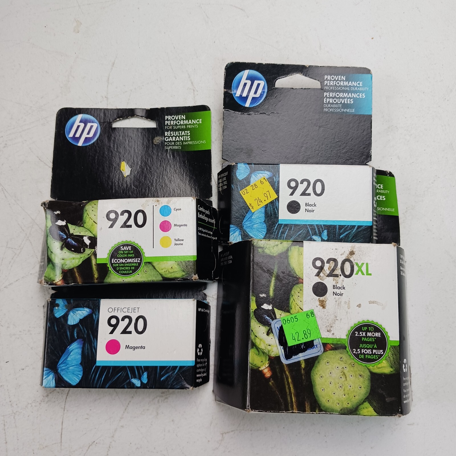 Lot Of 4 HP 920 Ink Cartridges 1 COMBO 1 Magenta 1 920 Black and 1 ...