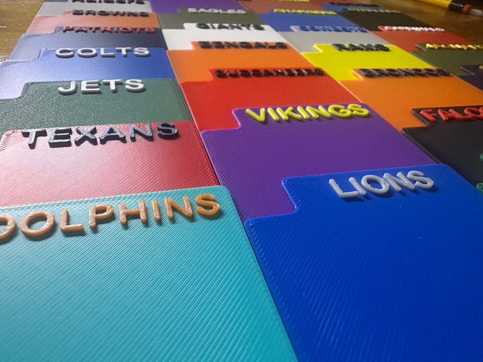 (32) STANDARD NFL Team Sports Card Dividers Football Trading MADE IN ...