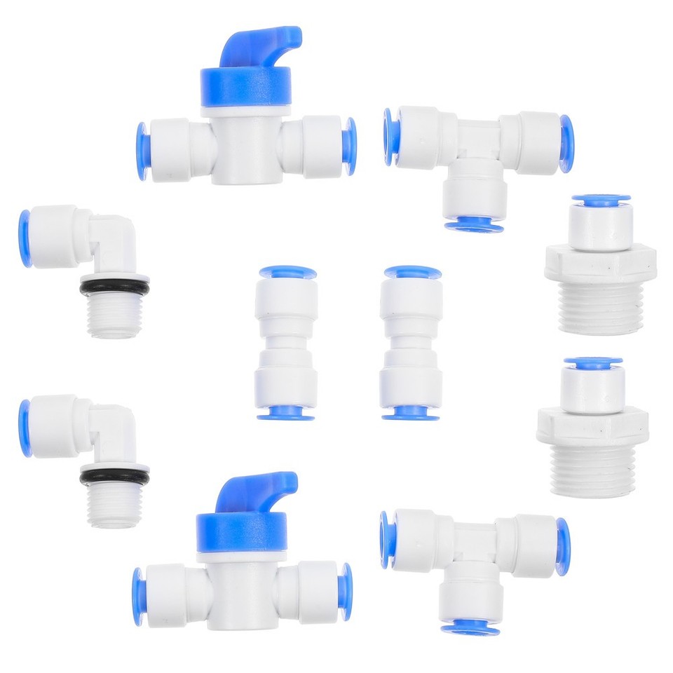 10Pcs PE Connector Water Filter Pipe Fittings Joint Elbow Tee for ...
