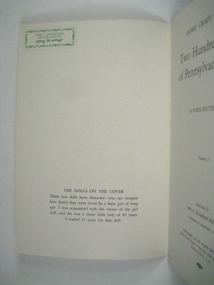 Two Hundred Years of Pennsylvania Dolls Volume 27 by Ketterman Marie ...