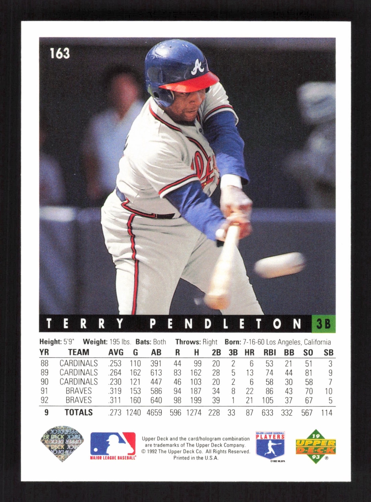 1993 Upper Deck - #163 Terry Pendleton for sale online | eBay