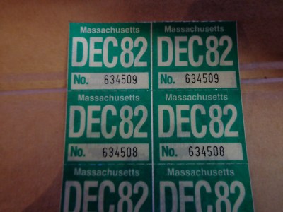 1982 Massachusetts Registration License Plate Stickers set of 2 | eBay
