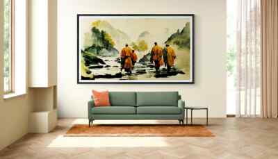 Zen Monks Calming Painting Wall Art Poster Premium Quality Choose your ...