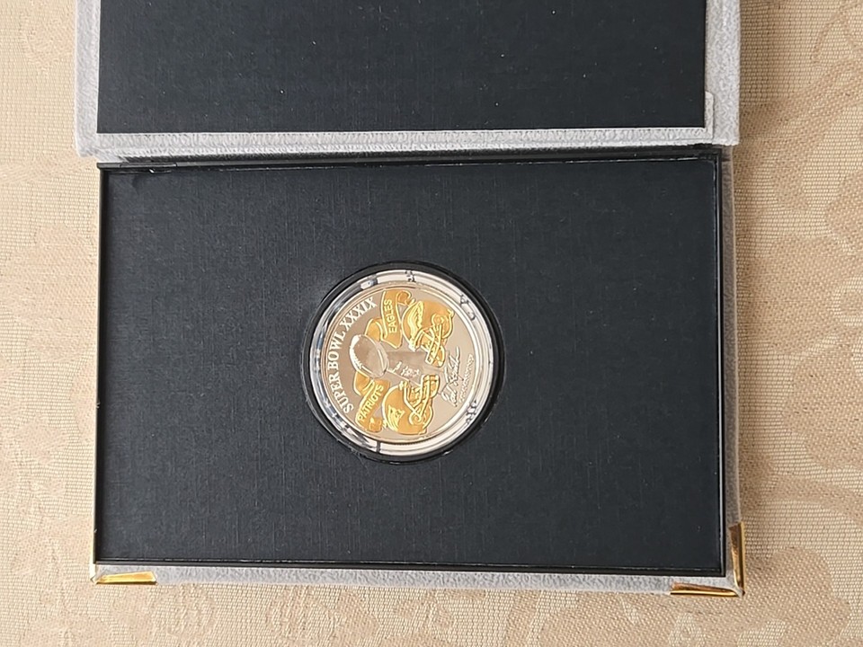 SUPER BOWL 39 XXXIX 2-TONE GOLD SILVER FLIP COIN HIGHLAND MINT #7415 ...