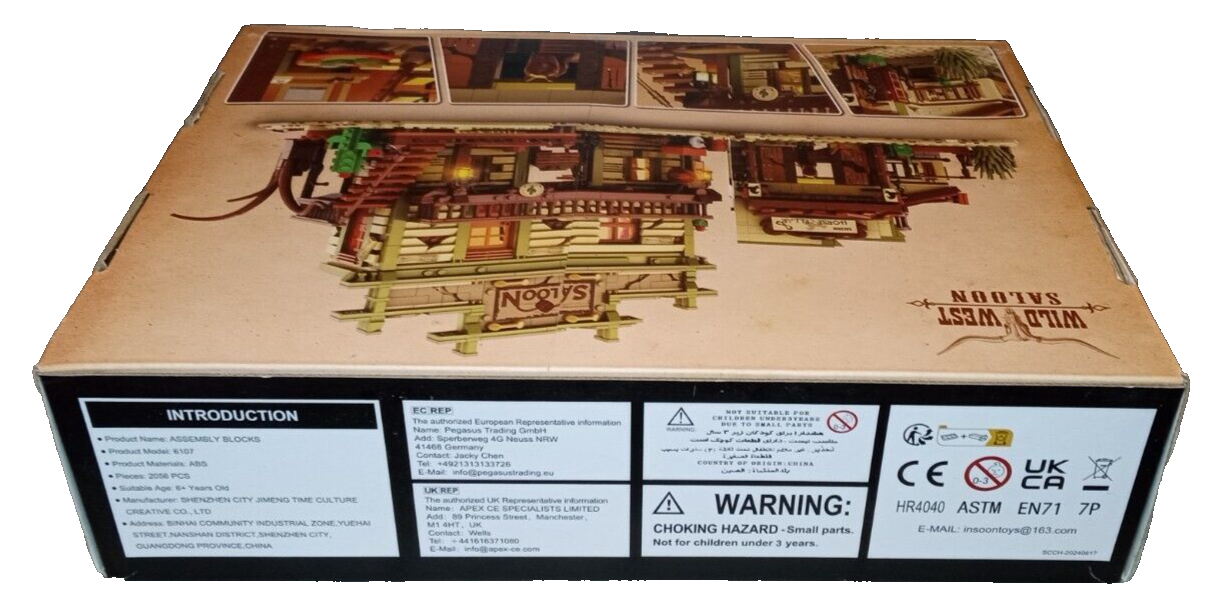 INSOON 2056 PCS Western Saloon Construction Mini Building Kit LED Light ...