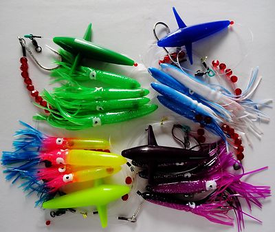 Daisy Chain Bait Rig Bird Tuna Marlin Fishing Trolling Lures Squid | eBay