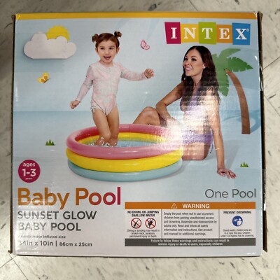 Sunset Glow Rainbow Inflatable Baby Pool - 34" x 10" - Ages 1-3 - INTEX ...
