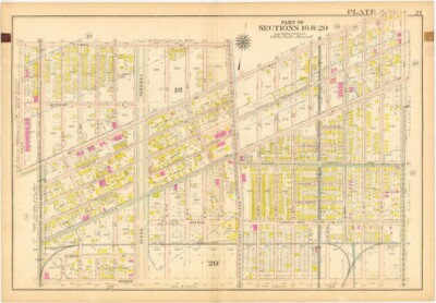 1907 BROOKLYN OLD MAP | FLATBUSH KENSINGTON MIDWOOD: CONEY ISLAND OCEAN ...