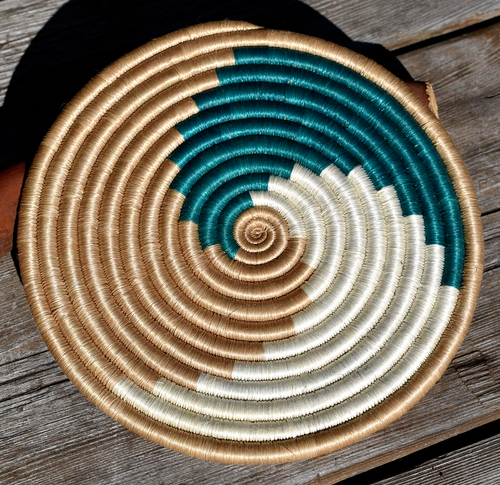 Coiled Flat Basket Woven By Hutu Tutsis People Banana Sisal Fibers ...