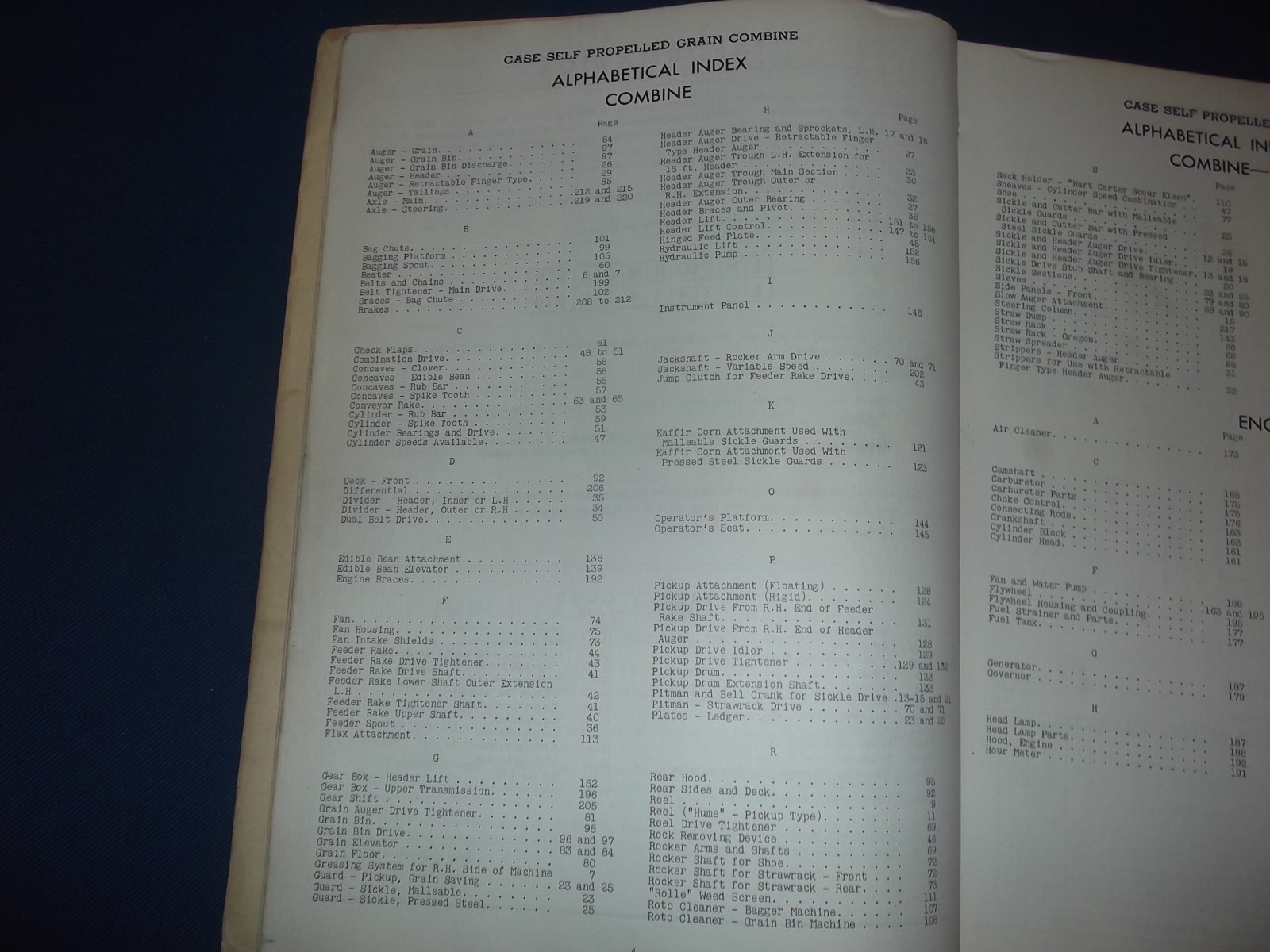 CASE SP12 9' 12' 15' SELF PROPELLED GRAIN COMBINE PARTS MANUAL BOOK ...