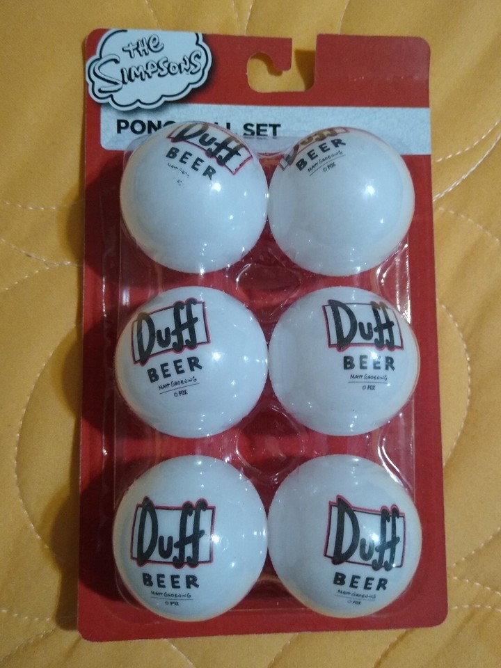 The Simpsons Homer Duff Beer Pong Ball Set Adult (6 Count) White Balls ...