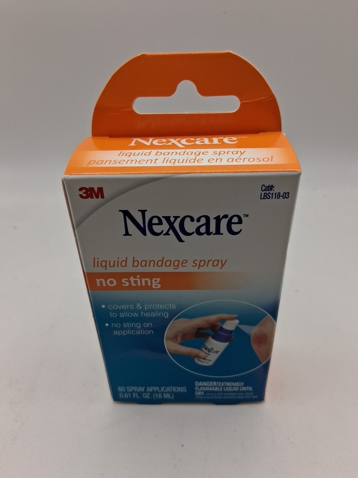 2x 3M Nextcare No Sting Liquid Bandage Spray 60 Applications Exp: 11/27 ...