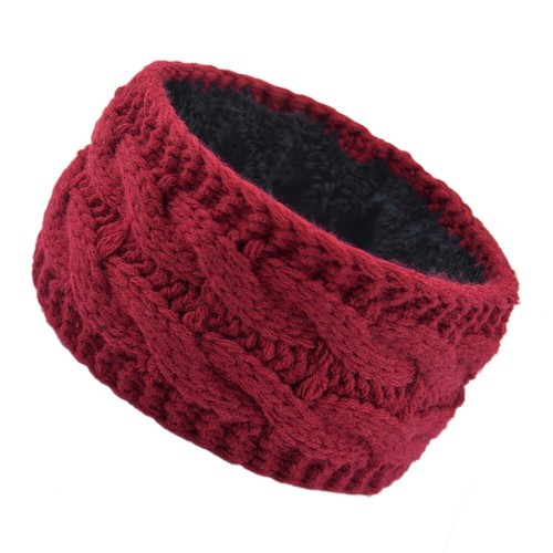 Women Ear Warmer Hair Band Warm Head Knit Fleece Lined Headband Winter ...