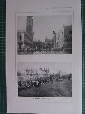 1918 WWI WW1 PRINT ~ VENICE THE DOGE'S PALACE ~ ITALIAN TRENCH PIAVE ...