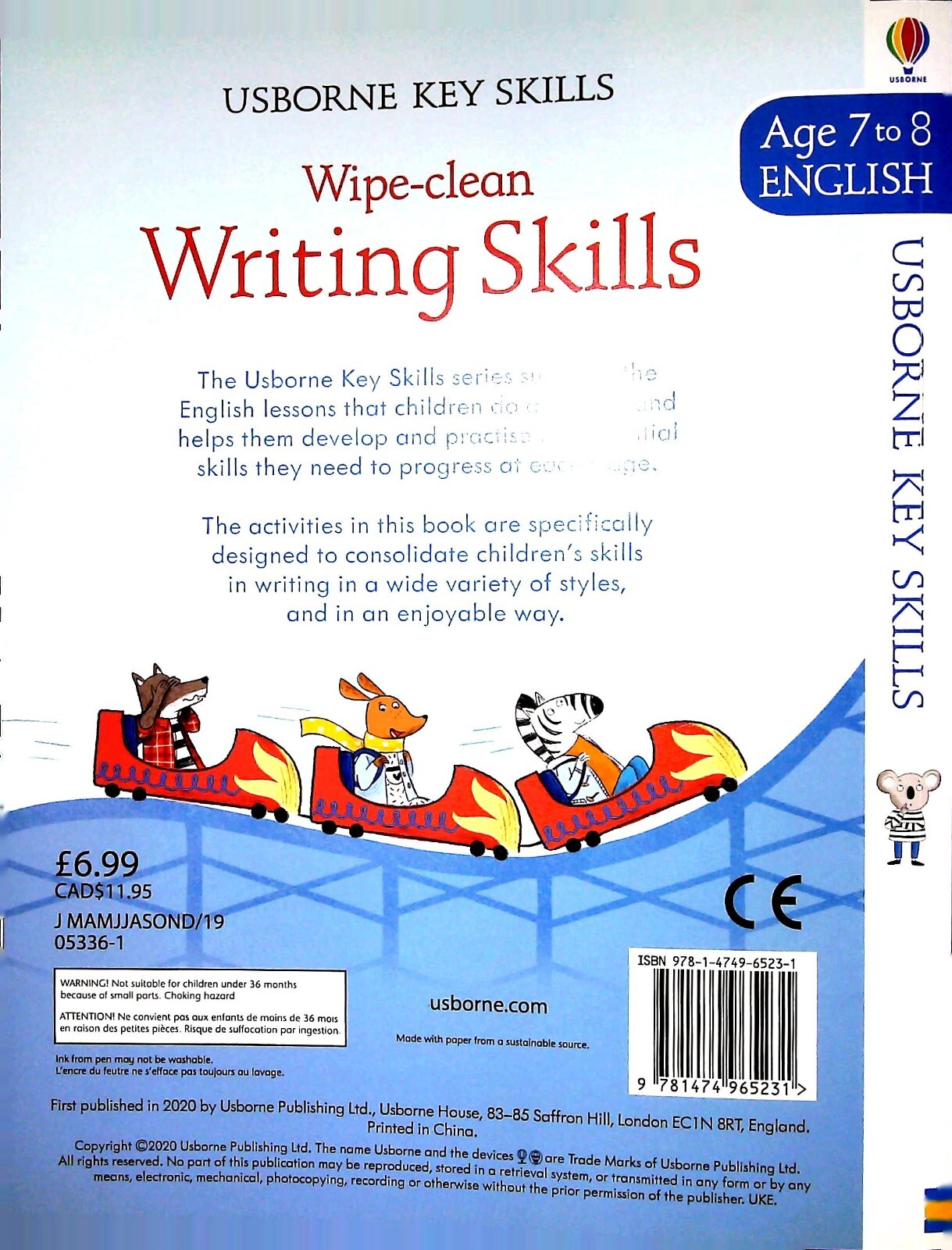 Wipe-clean Writing Skills 7-8 Usborne Key Skills School Learning ...